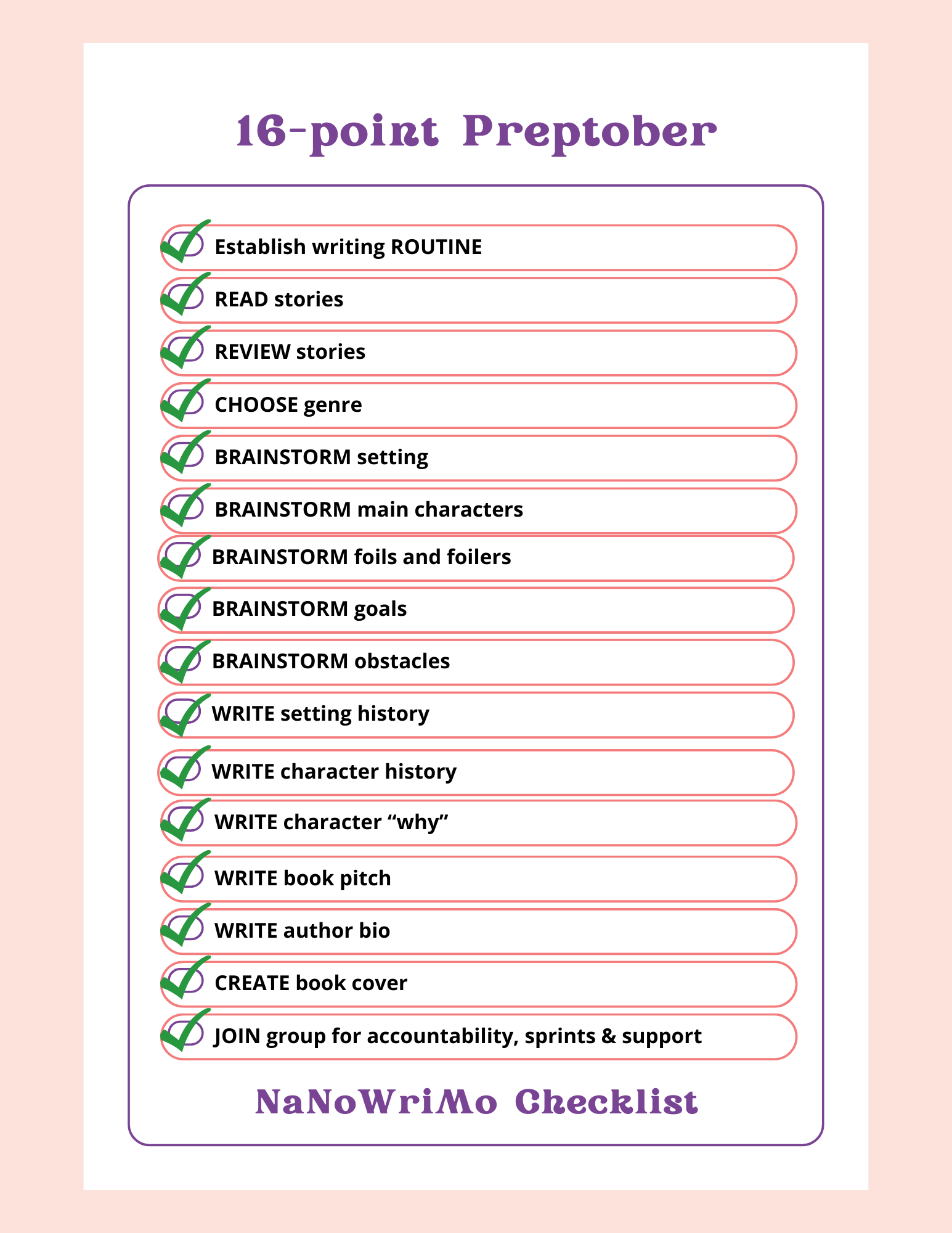 Preptober Checklist – LZ Edits | Editing Services